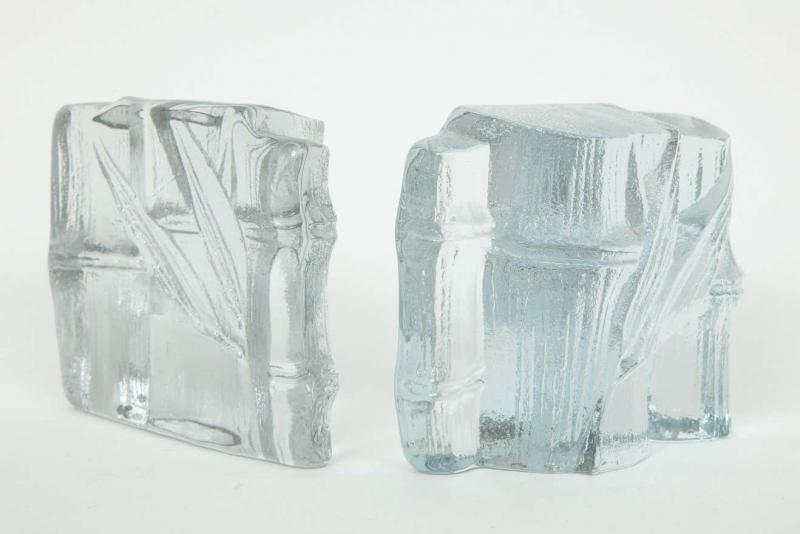 Blenko Glass Co - Blenko Stylized Bamboo Glass Bookends
