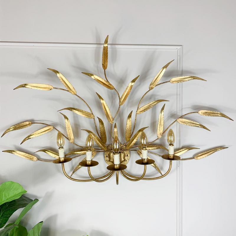 Ferro Art - Extraordinary Huge Ferro Art Gilt Leaf Wall Light