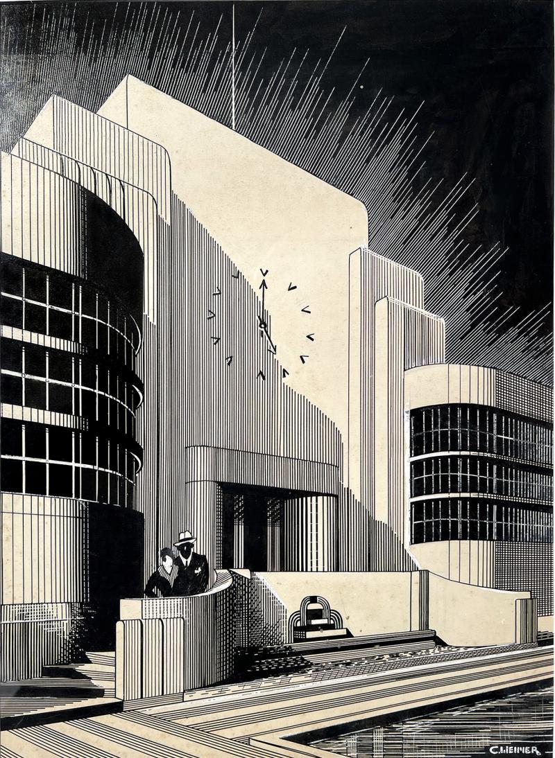 Charles Perry Weimer - Art Deco Couple In Front of Black and White Art ...