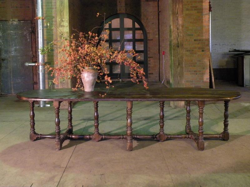 French 17th Century Baroque Large Oak Dining Table