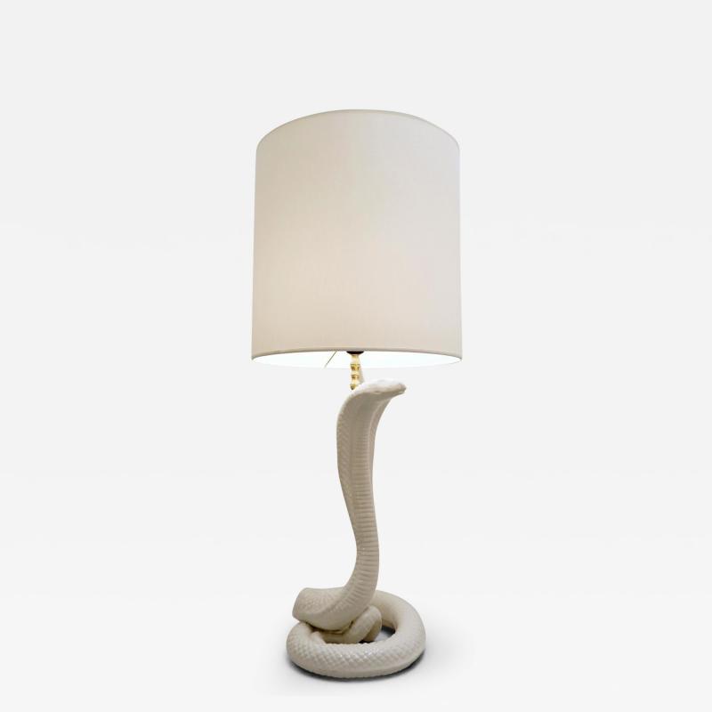 Mid Century White Ceramic Cobra Lamp