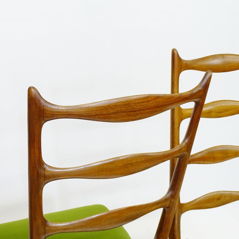Paolo Buffa - Paolo Buffa Set of Six Dining Chairs in Wood and Green ...