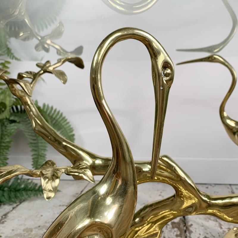 Willy Daro - Willy Daro Crane and Bonzai Tree Brass Coffee Table