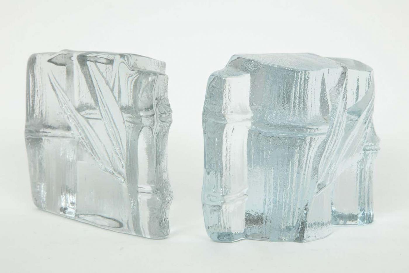 Blenko Glass Co - Blenko Stylized Bamboo Glass Bookends