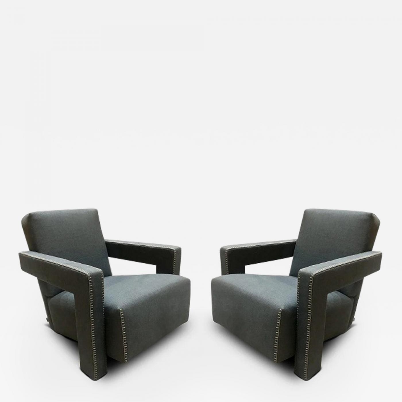 Cassina - PAIR OF GERRIT THOMAS RIETVELD UTRECHT ARMCHAIR IN LINEN