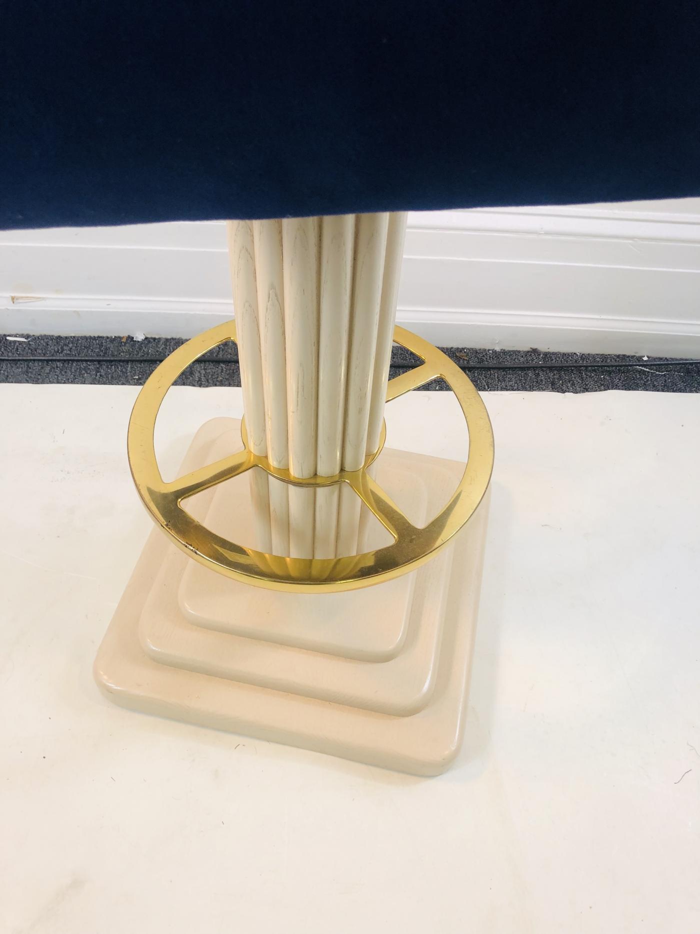 Designs for Leisure Ltd - SET OF FOUR MODERN COLUMN AND BRASS BAR STOOLS