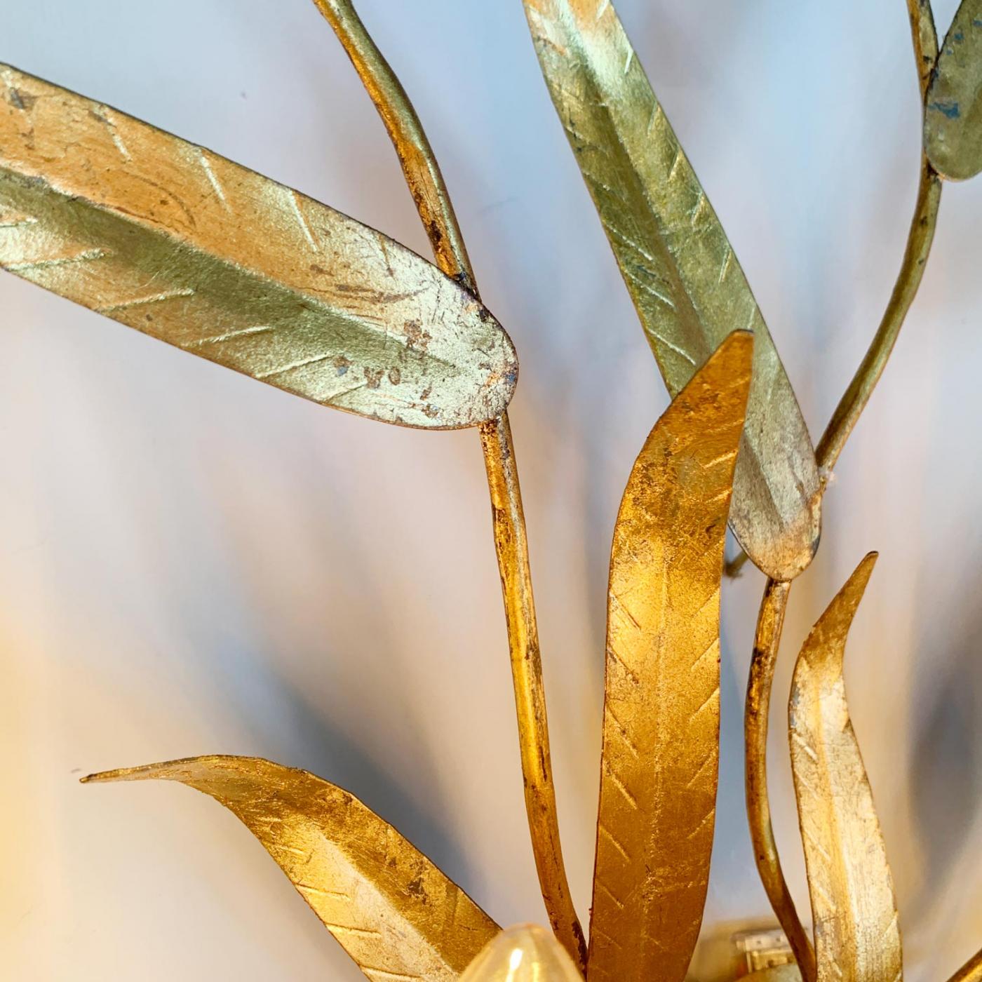 Ferro Art - Extraordinary Huge Ferro Art Gilt Leaf Wall Light