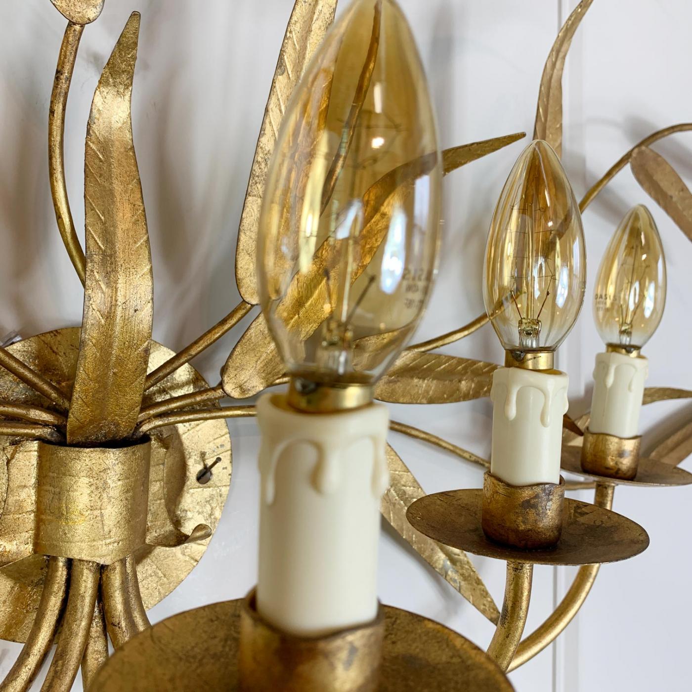 Ferro Art - Extraordinary Huge Ferro Art Gilt Leaf Wall Light