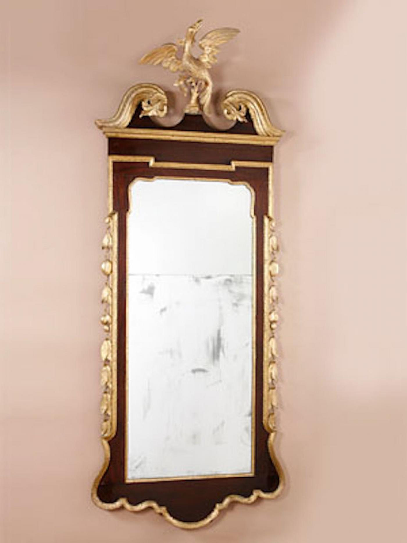 George Kemp & Sons - CHIPPENDALE LOOKING GLASS WITH SIDE CARVINGS AND ...