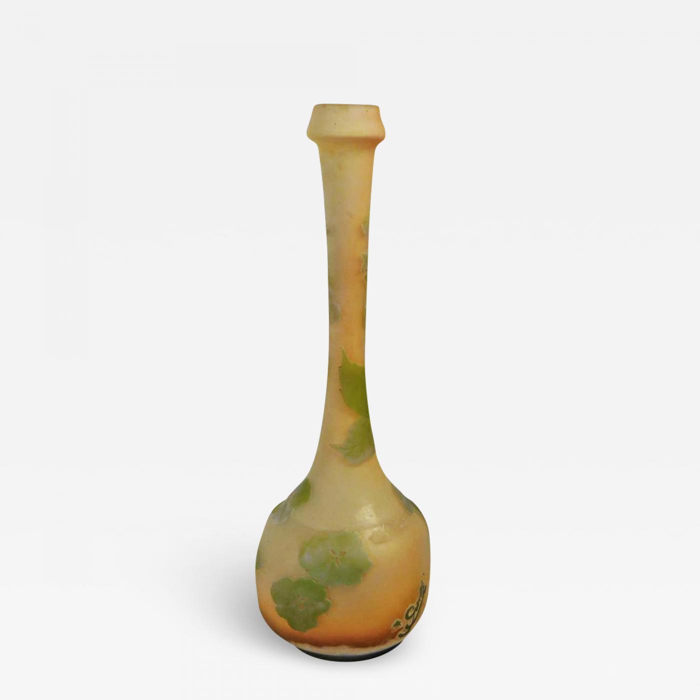 Émile Gallé - Emile Galle Tall Bud Vase in Triple Overlay and Etched ...