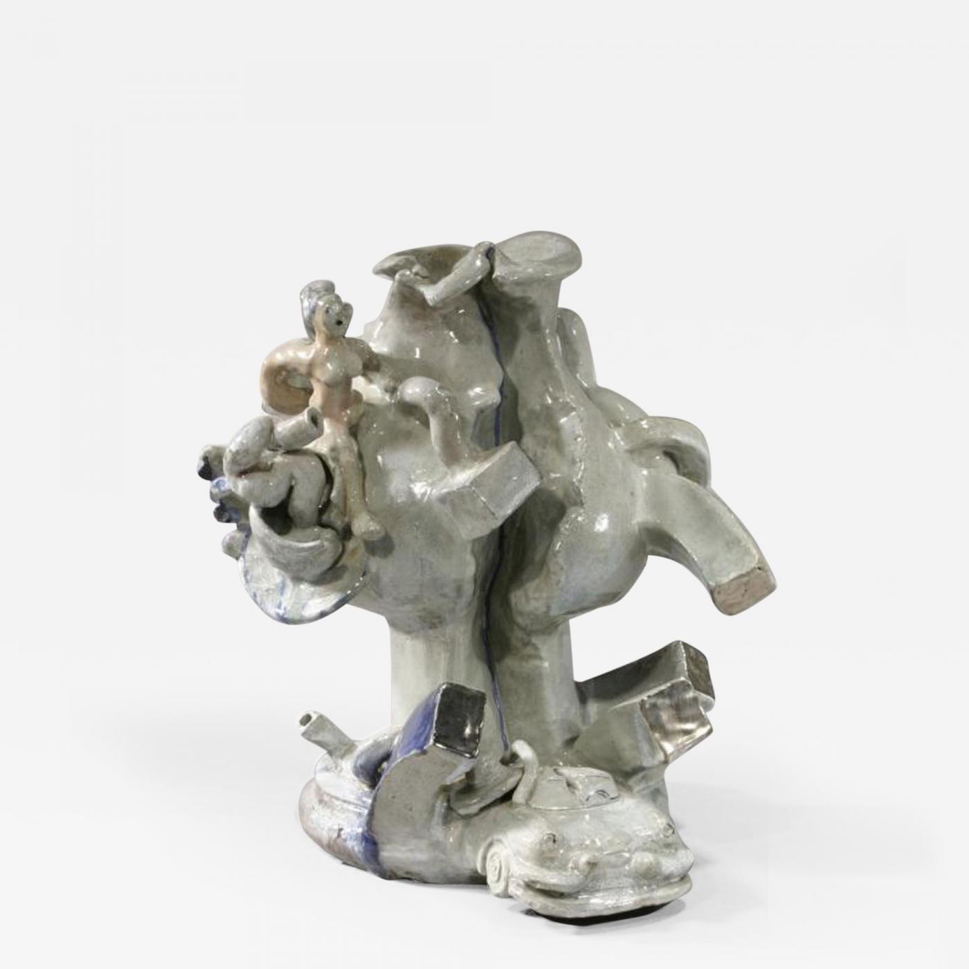 Viola Frey - Early Viola Frey Sculpture "Centennial Grey", c. 1976