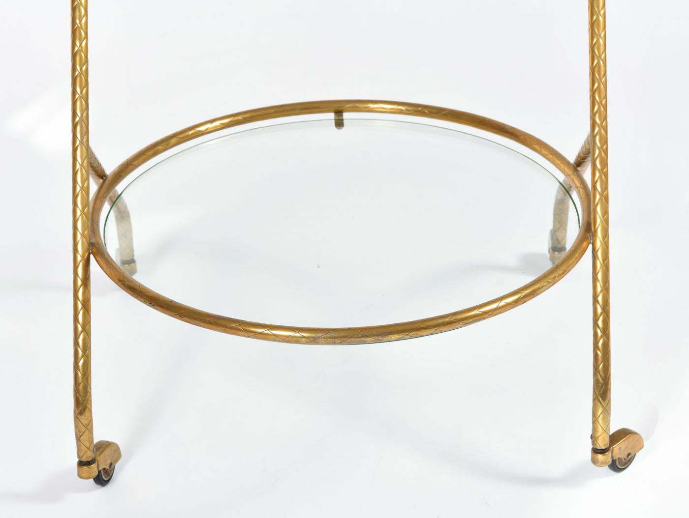 1950s Italian brass circular drinks trolley