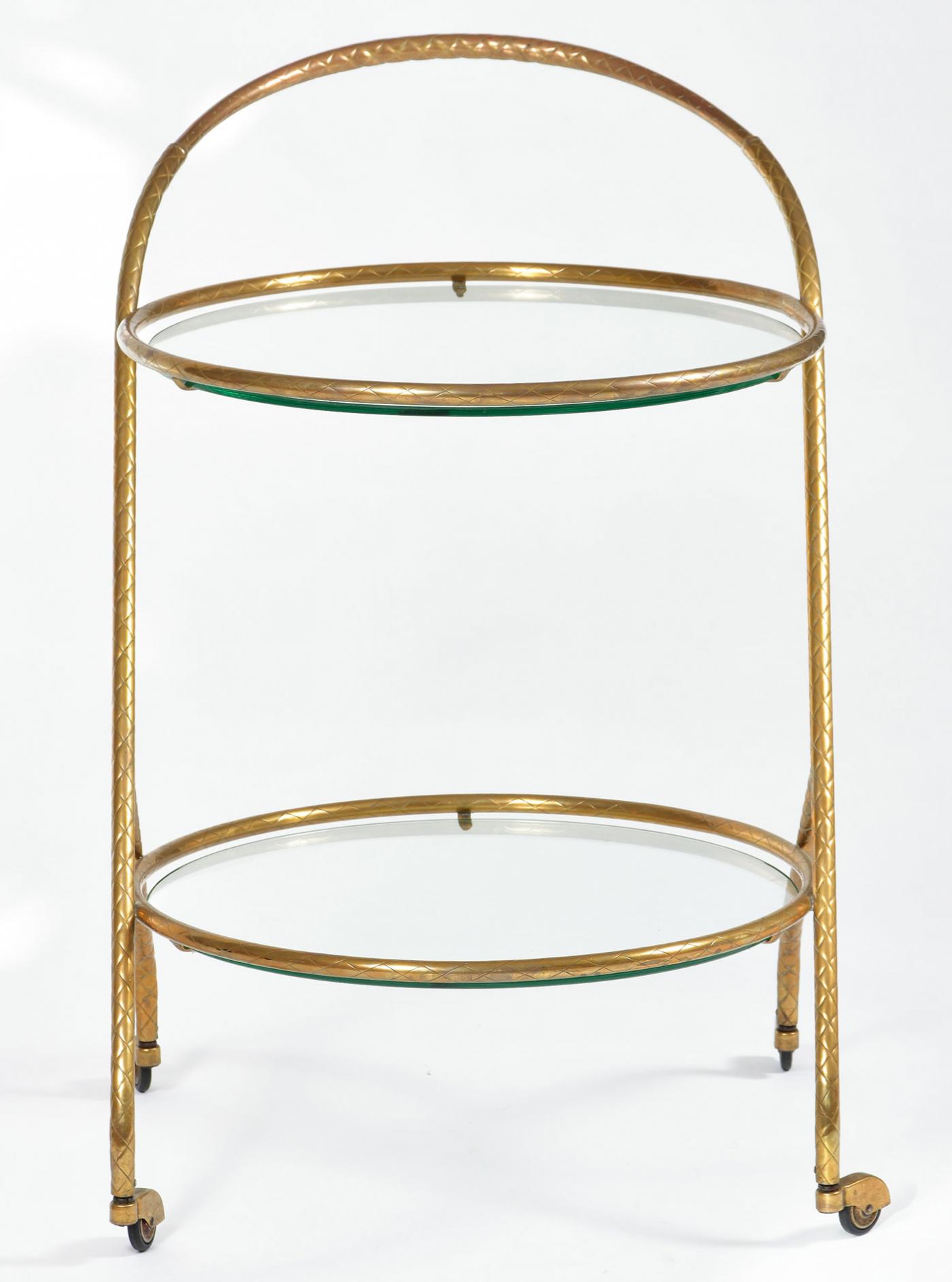 1950s Italian brass circular drinks trolley
