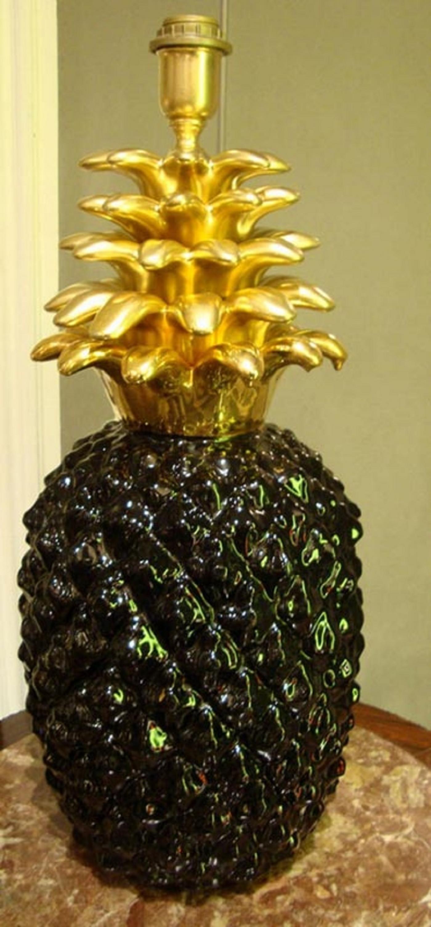 1970s Pineapple lamp base in ceramic