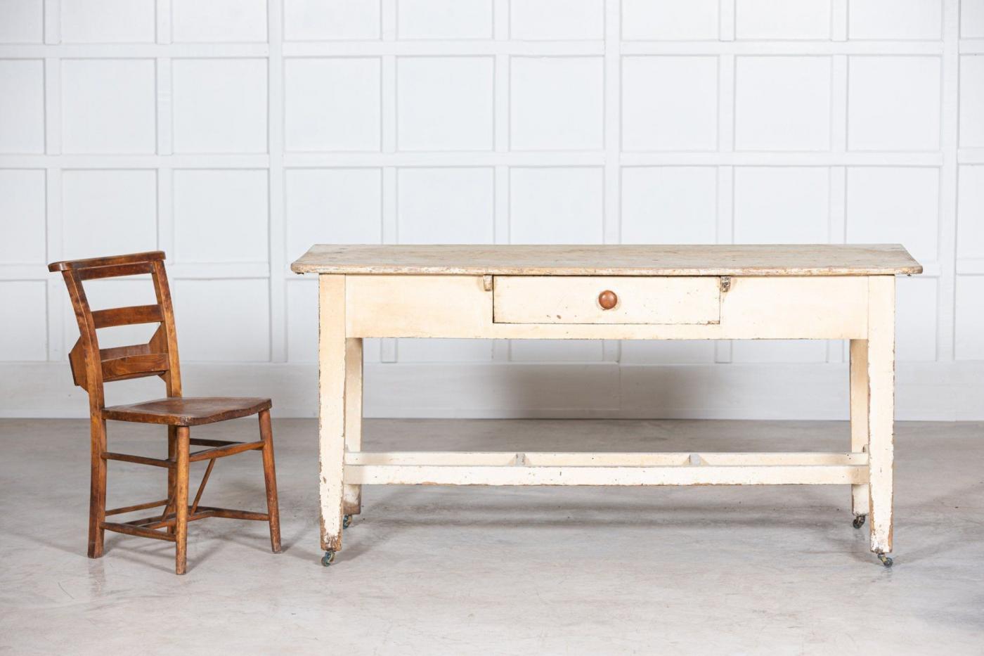 19thC Irish Painted Vernacular Pine Farmhouse Table