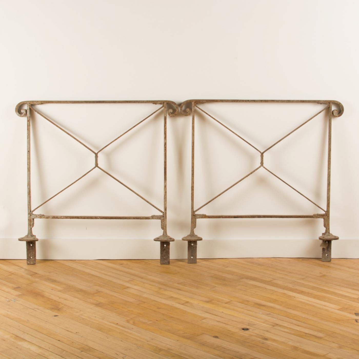 A set of three antique wrought iron railings, French 19th Century.