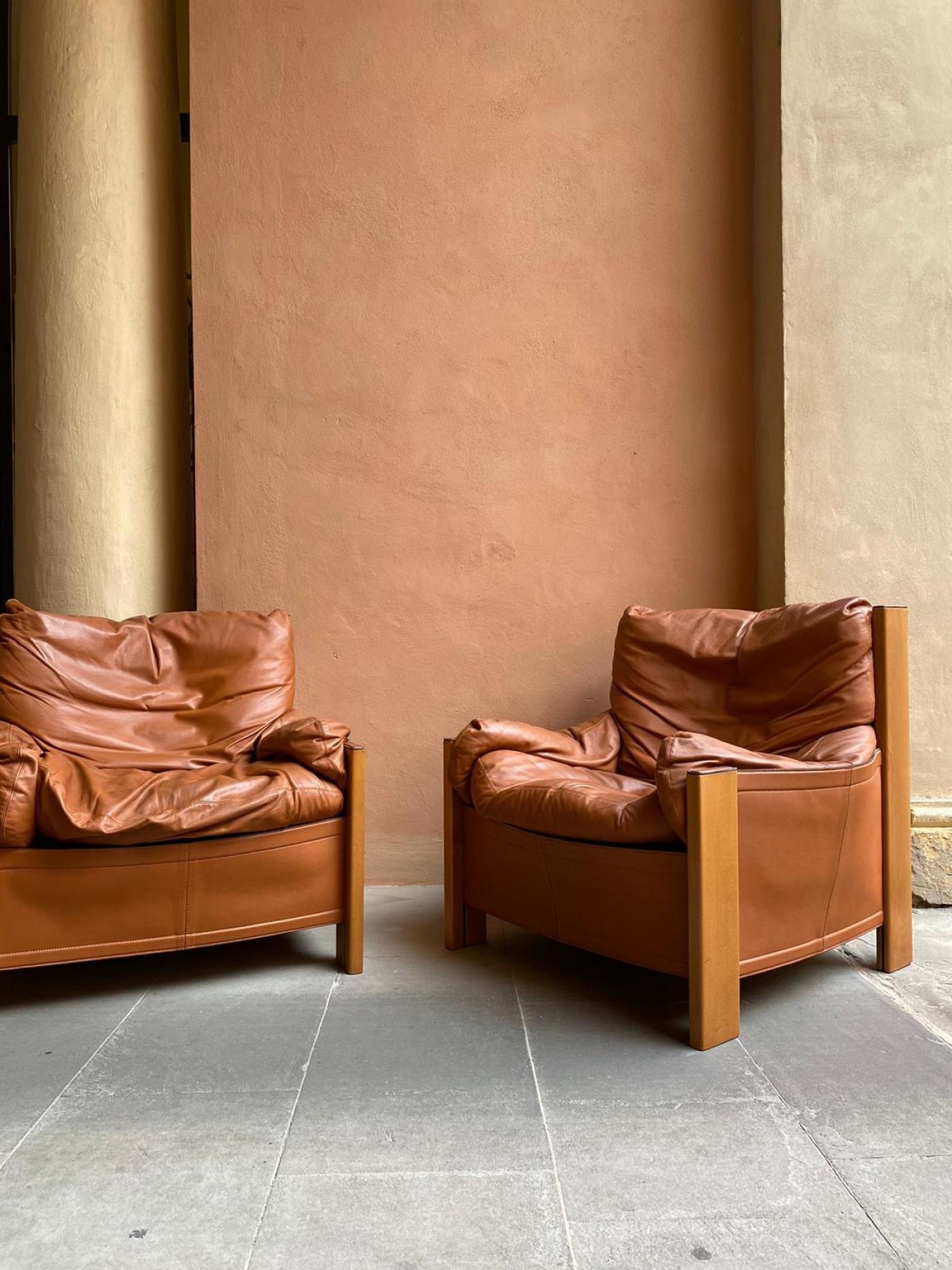 Afra & Tobia Scarpa - Pair of Armchairs Bergere by Afra Tobia Scarpa ...