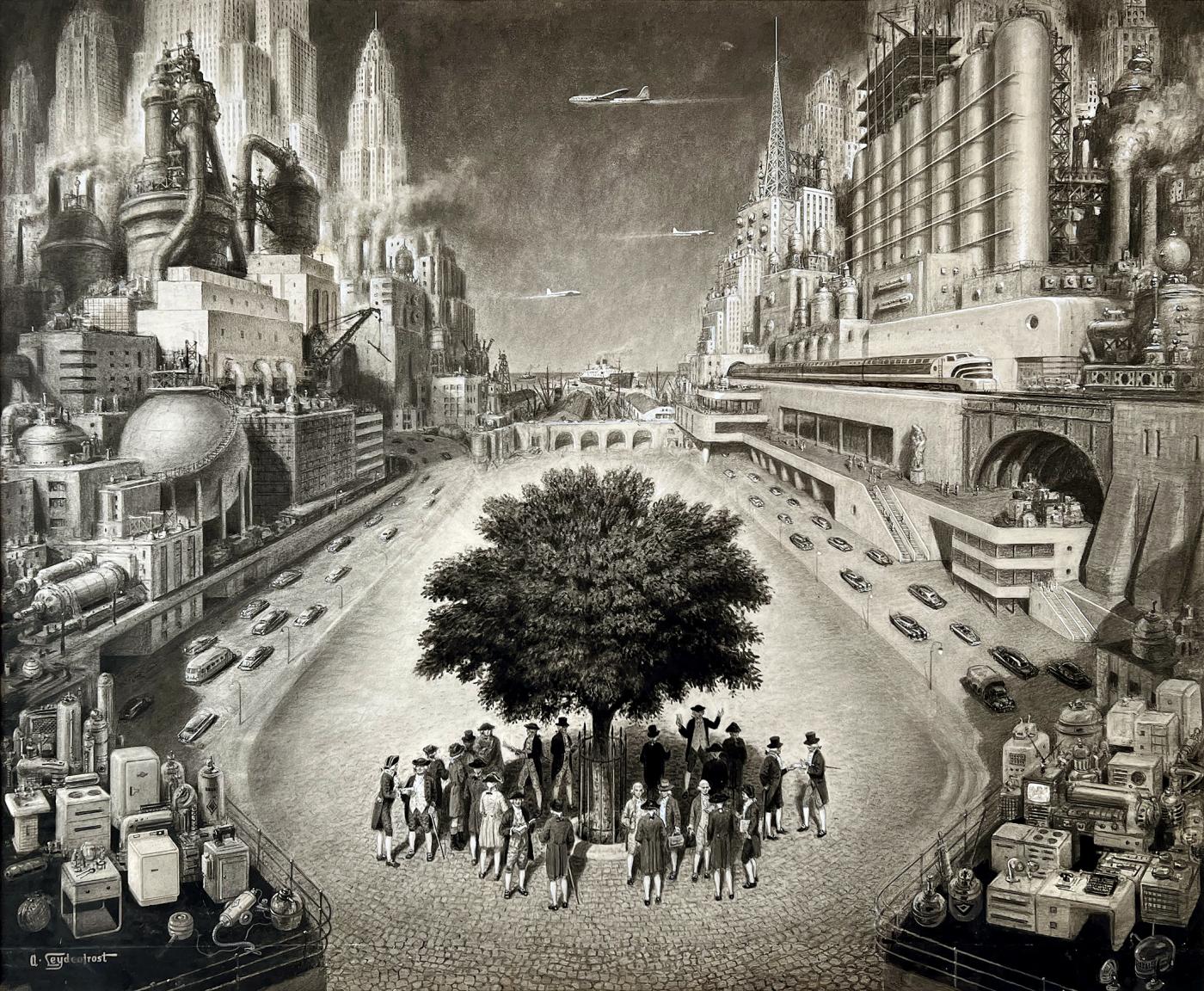 Alexander Leydenfrost - Mid-Century New York Skyline - Industrial Progress