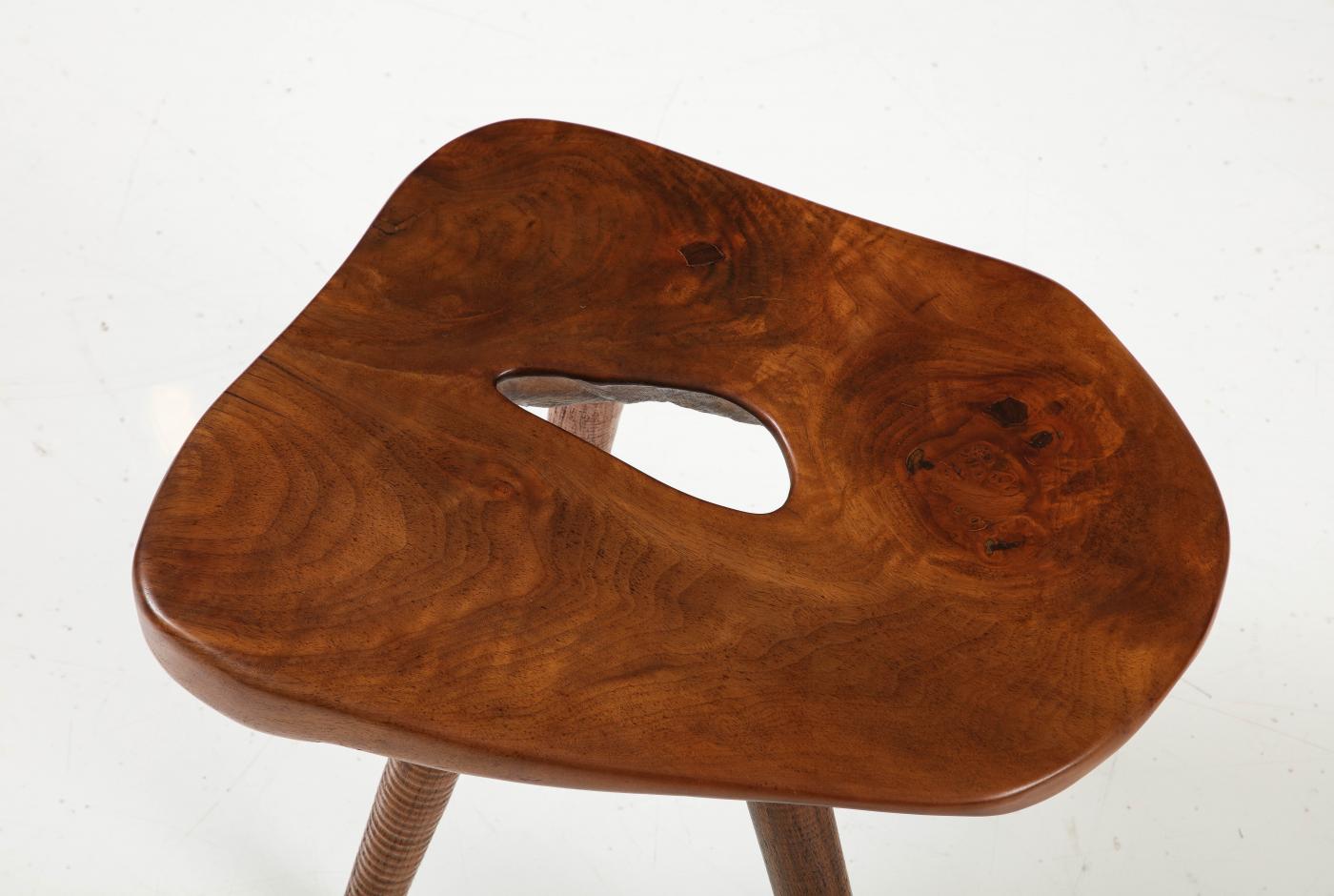 American Sculptural Mid Century Burl Wood Stool, 1960's, United States