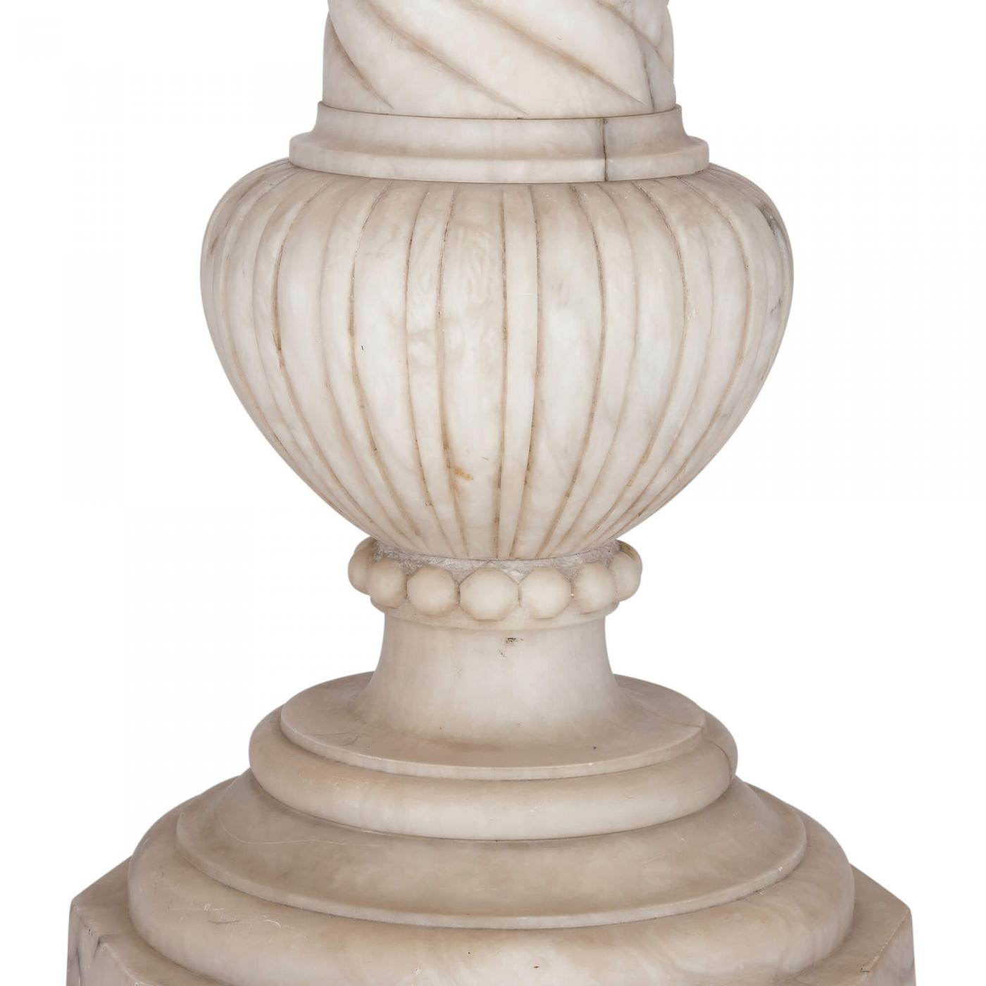 Antique French Neoclassical alabaster pedestal