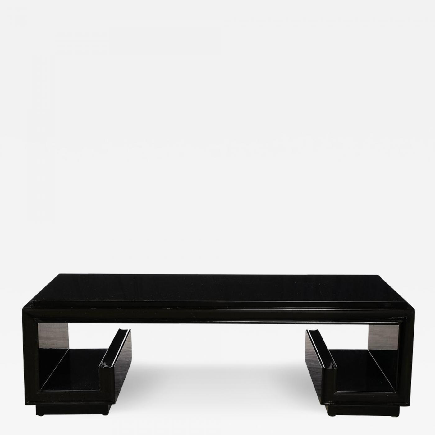 Art Deco Greek Key Cocktail Table in Black Lacquer by Paul Frankyl