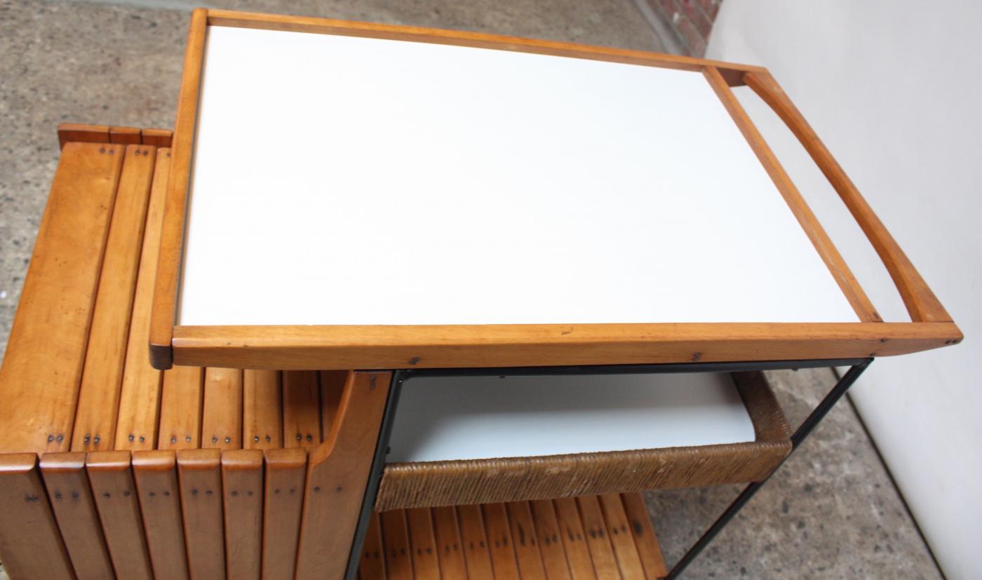 Arthur Umanoff - Arthur Umanoff Maple and Wrought Iron Bar Cart