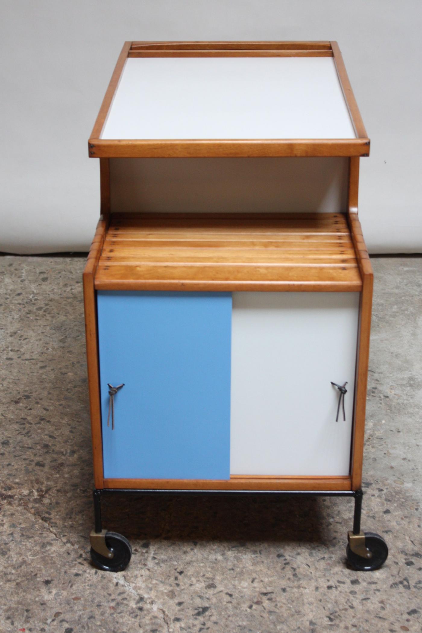 Arthur Umanoff - Arthur Umanoff Maple and Wrought Iron Bar Cart