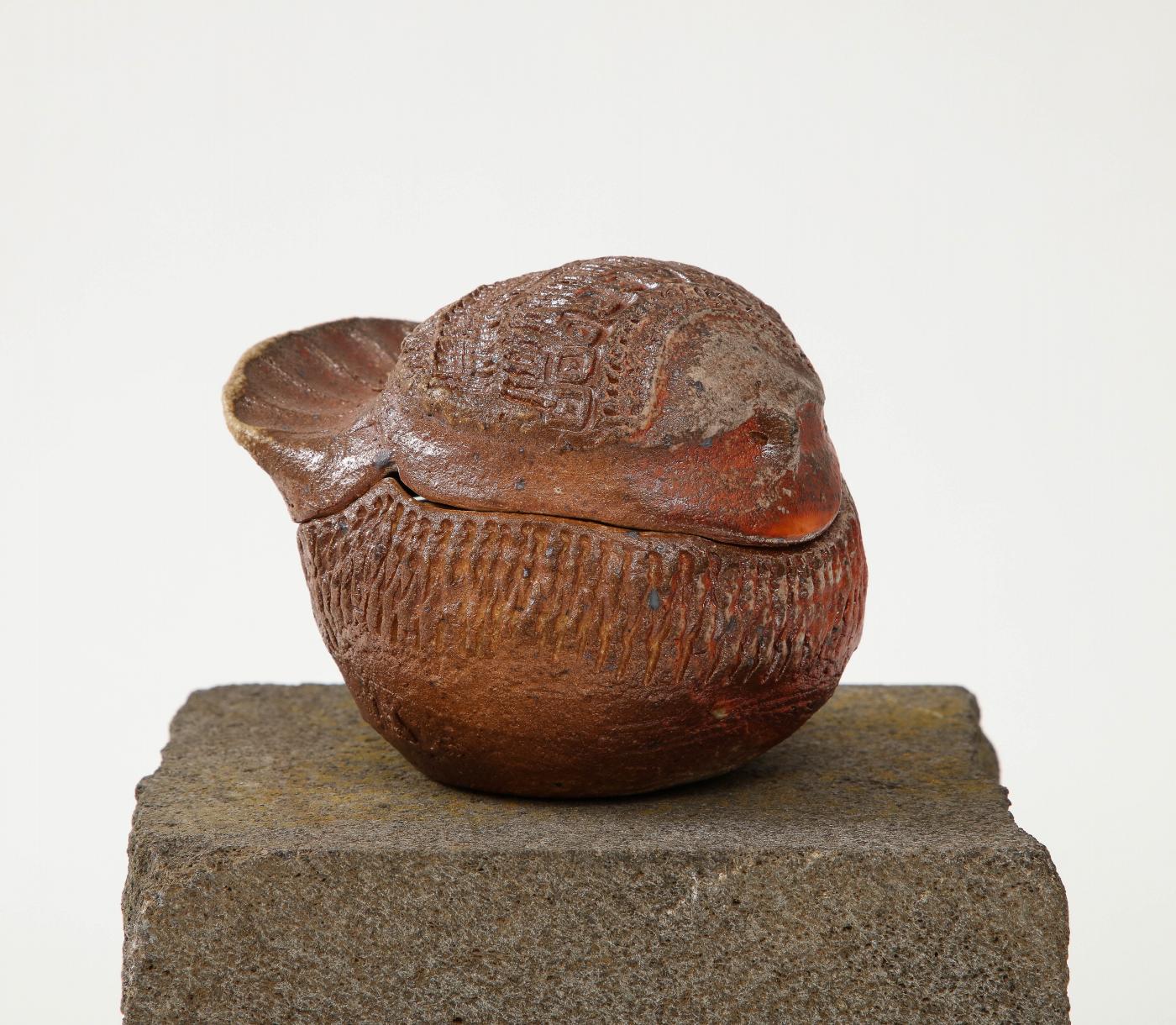 Barbara Delfosse - Barbara Delfosse French Incised Ceramic Bird Box, c ...