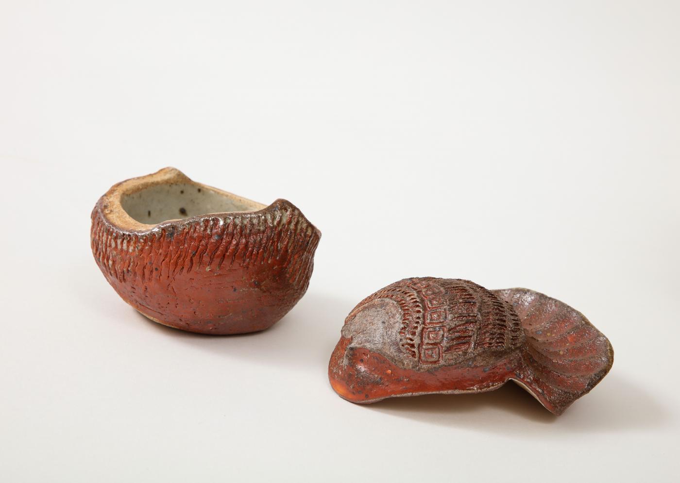 Barbara Delfosse - Barbara Delfosse French Incised Ceramic Bird Box, c ...