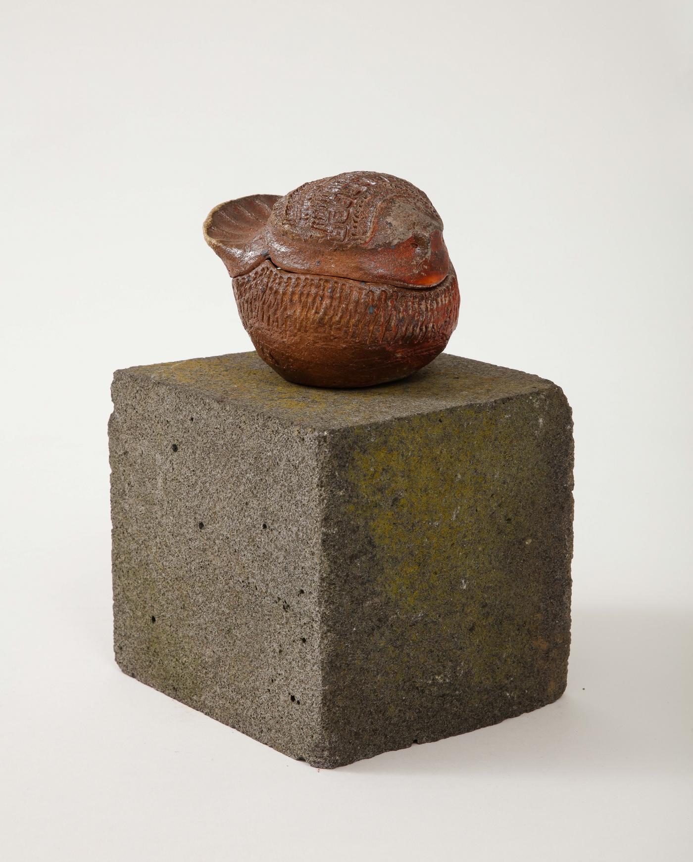 Barbara Delfosse - Barbara Delfosse French Incised Ceramic Bird Box, c ...