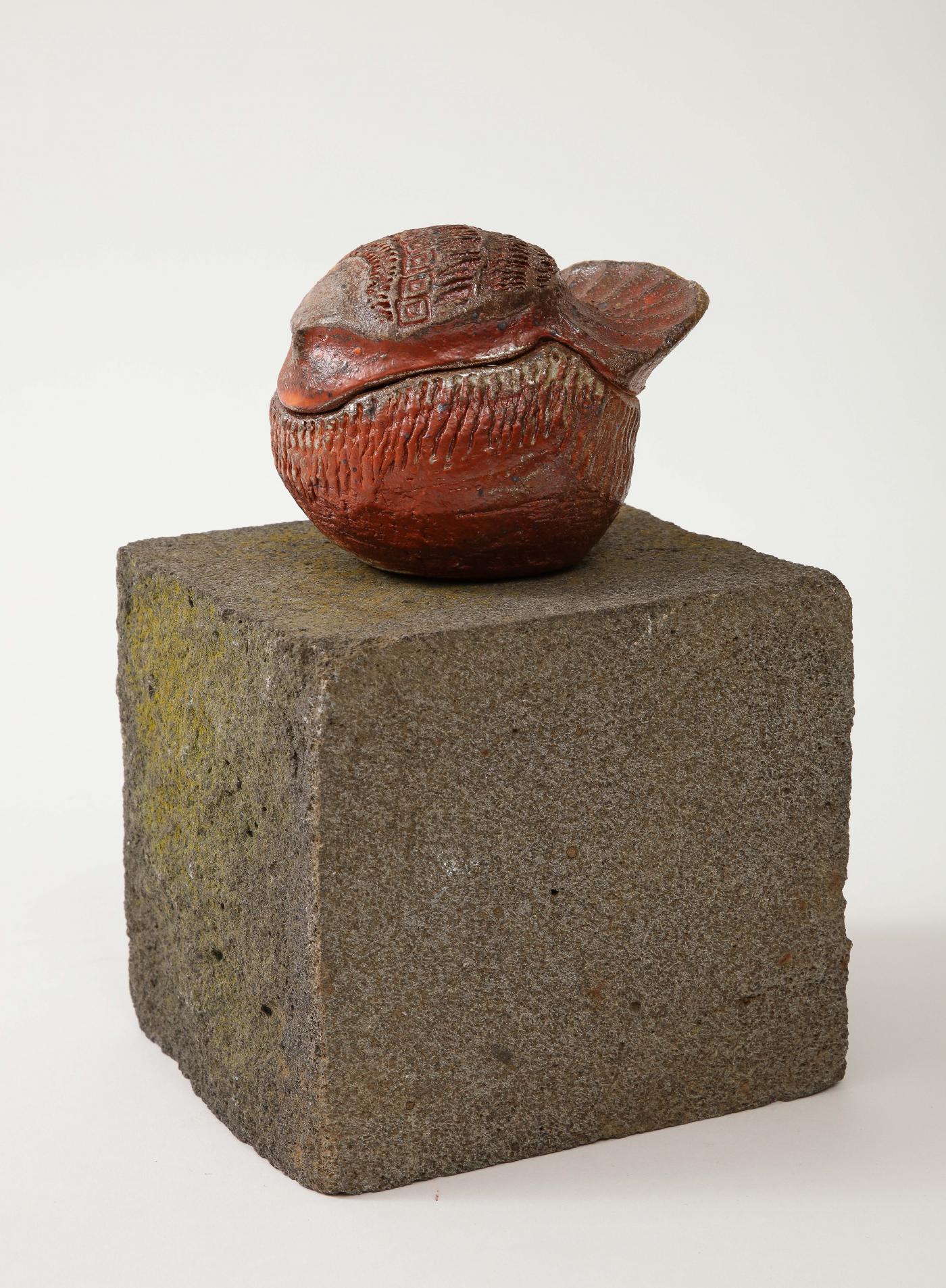 Barbara Delfosse - Barbara Delfosse French Incised Ceramic Bird Box, c ...