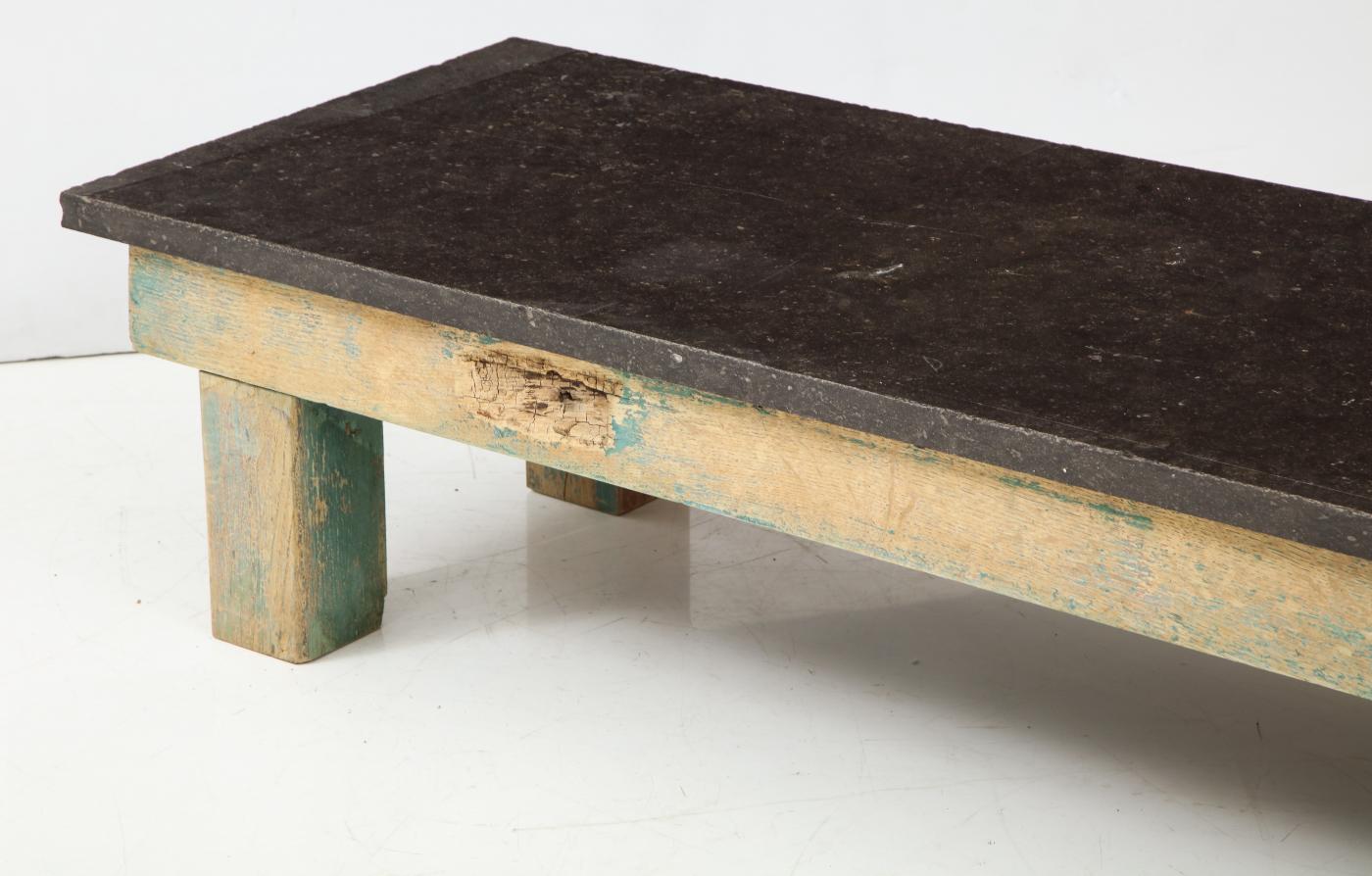 Belgian Bluestone Coffee Table / Console with Oak Base, France, c. 1900