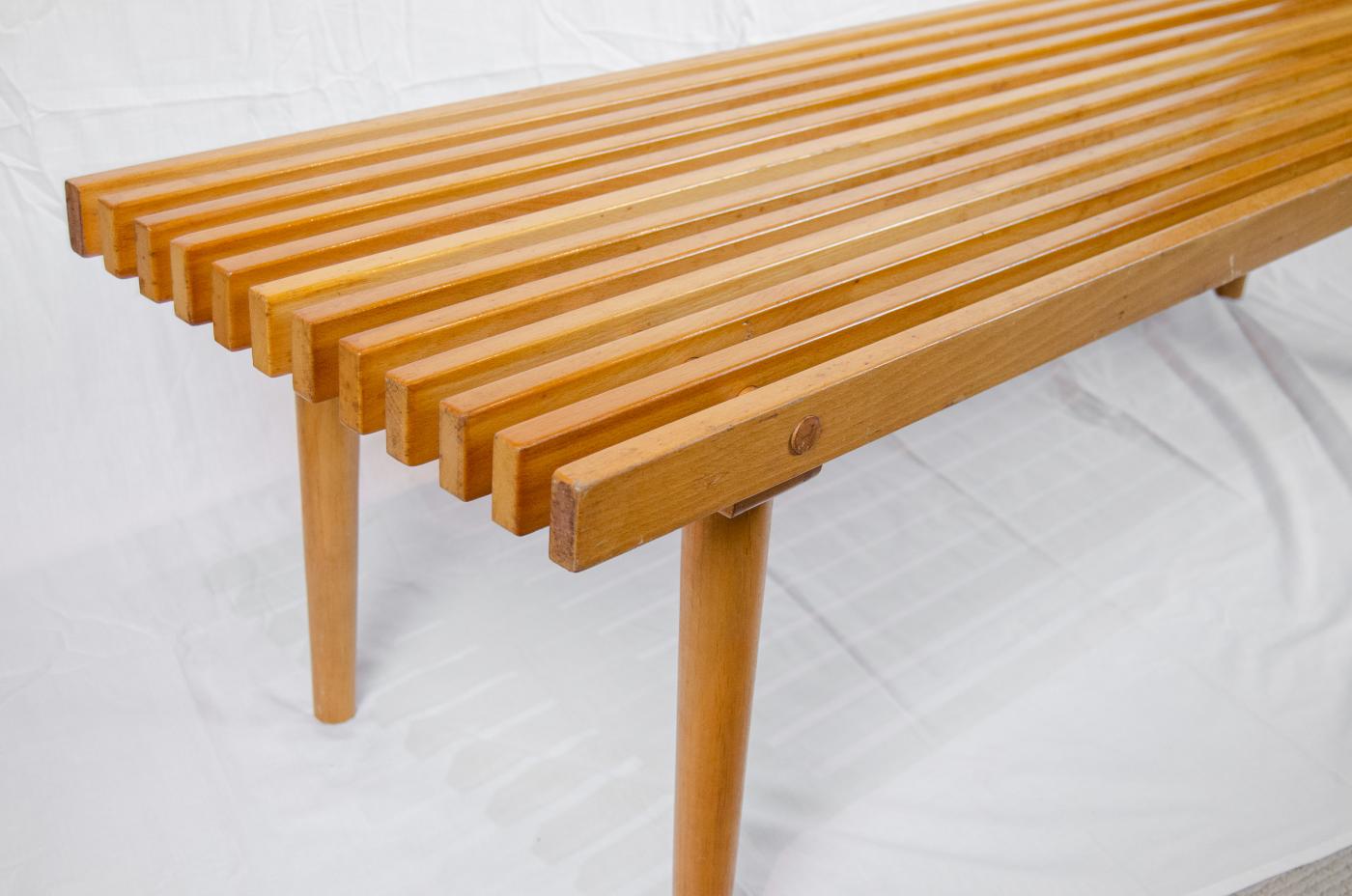 Blonde Toned Wooden Slat Bench