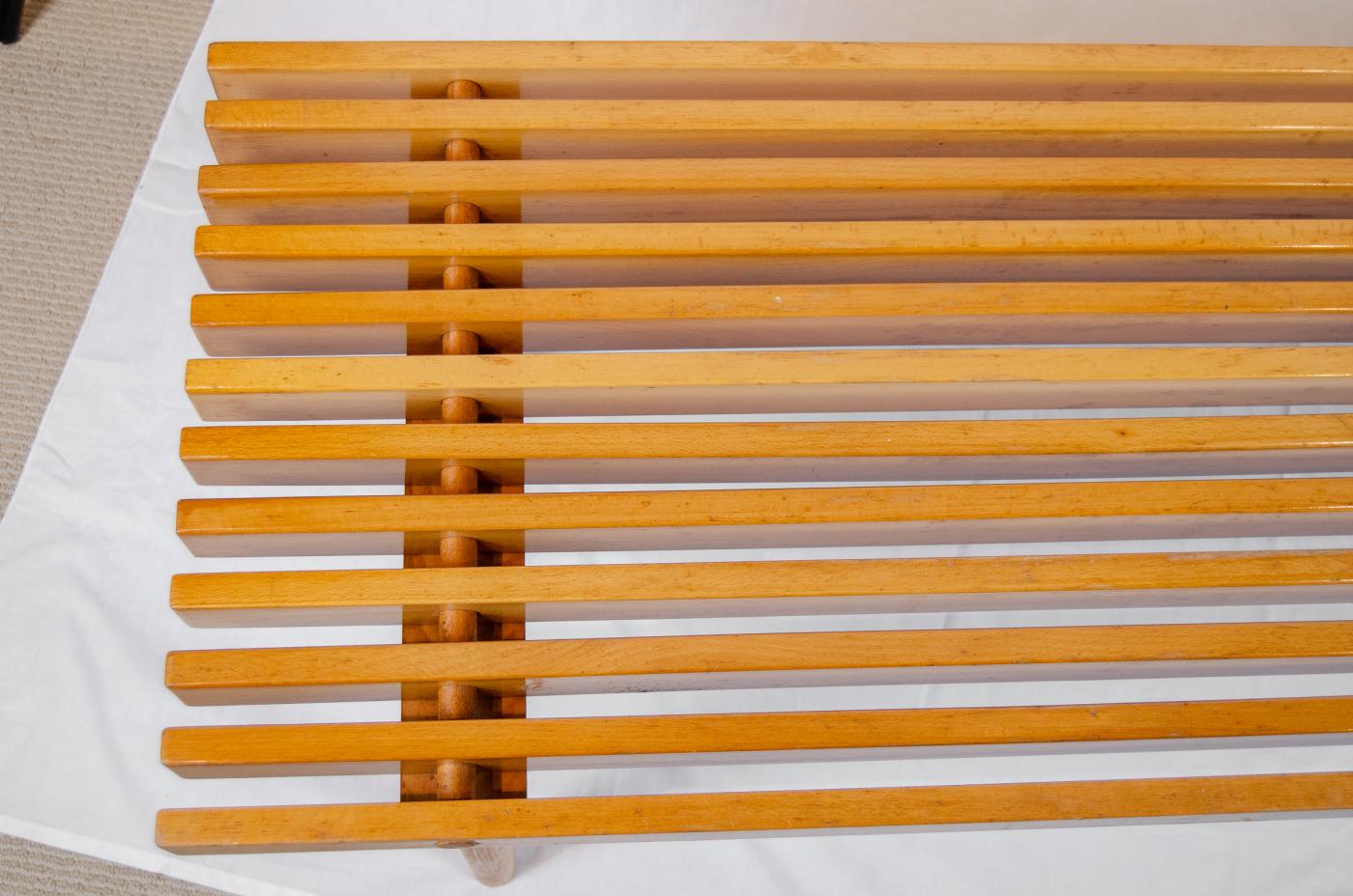 Blonde Toned Wooden Slat Bench