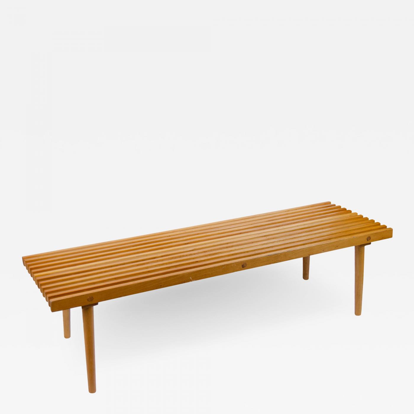Blonde Toned Wooden Slat Bench