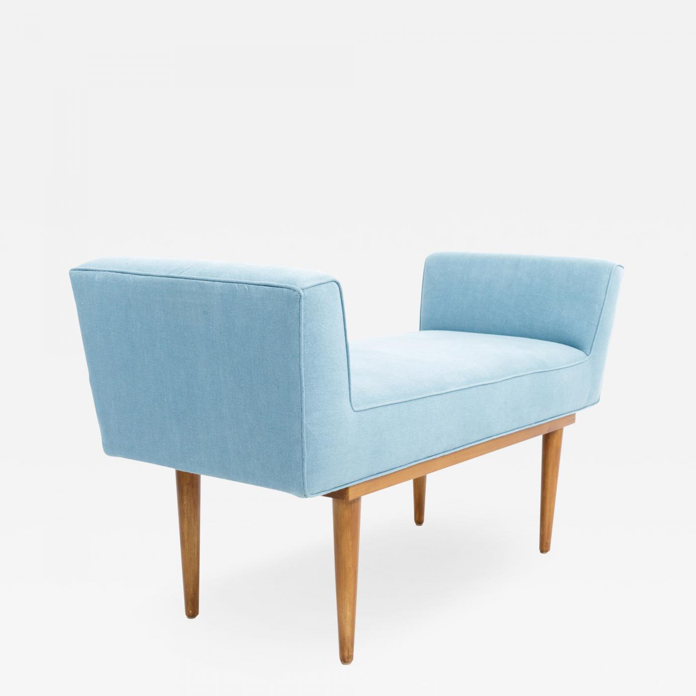 Boudoir Bench Upholstered in Denim Linen