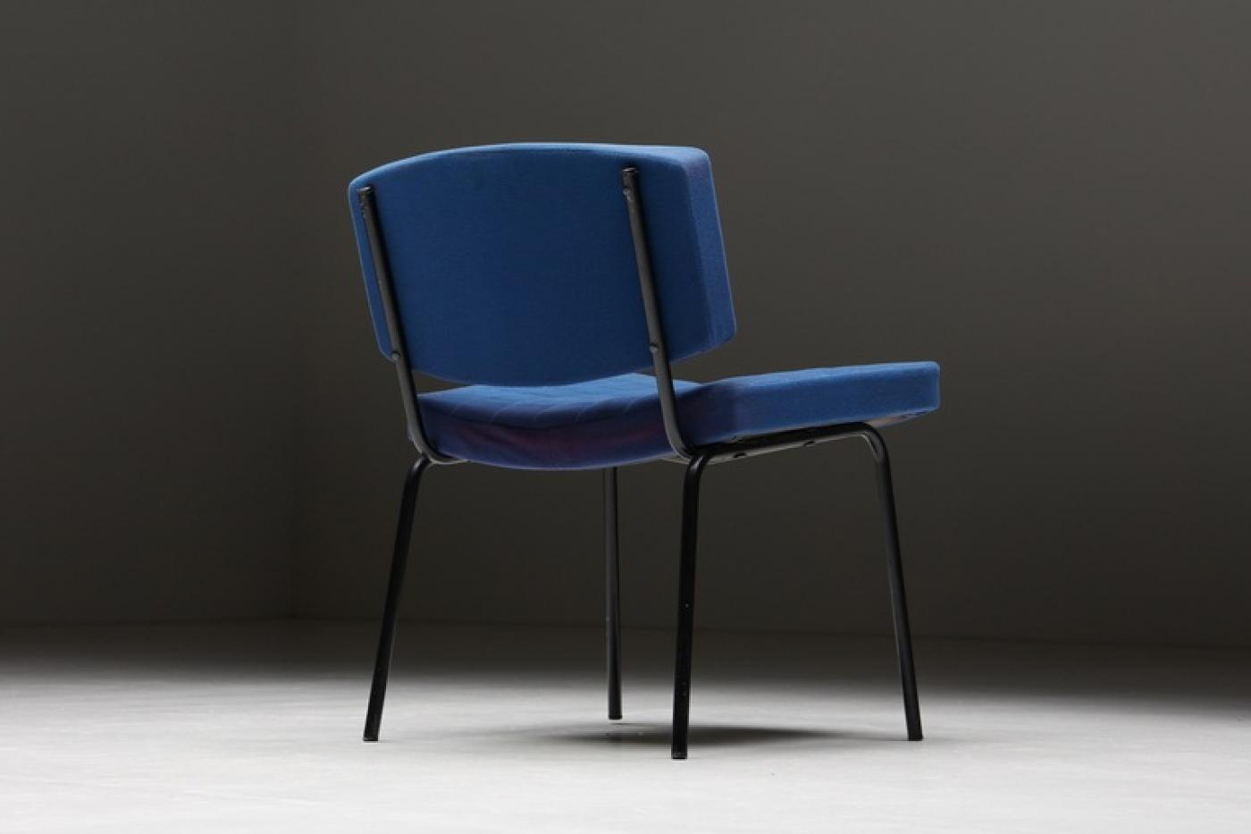 Chairs in Blue Fabric & Metal Frame - 1980's