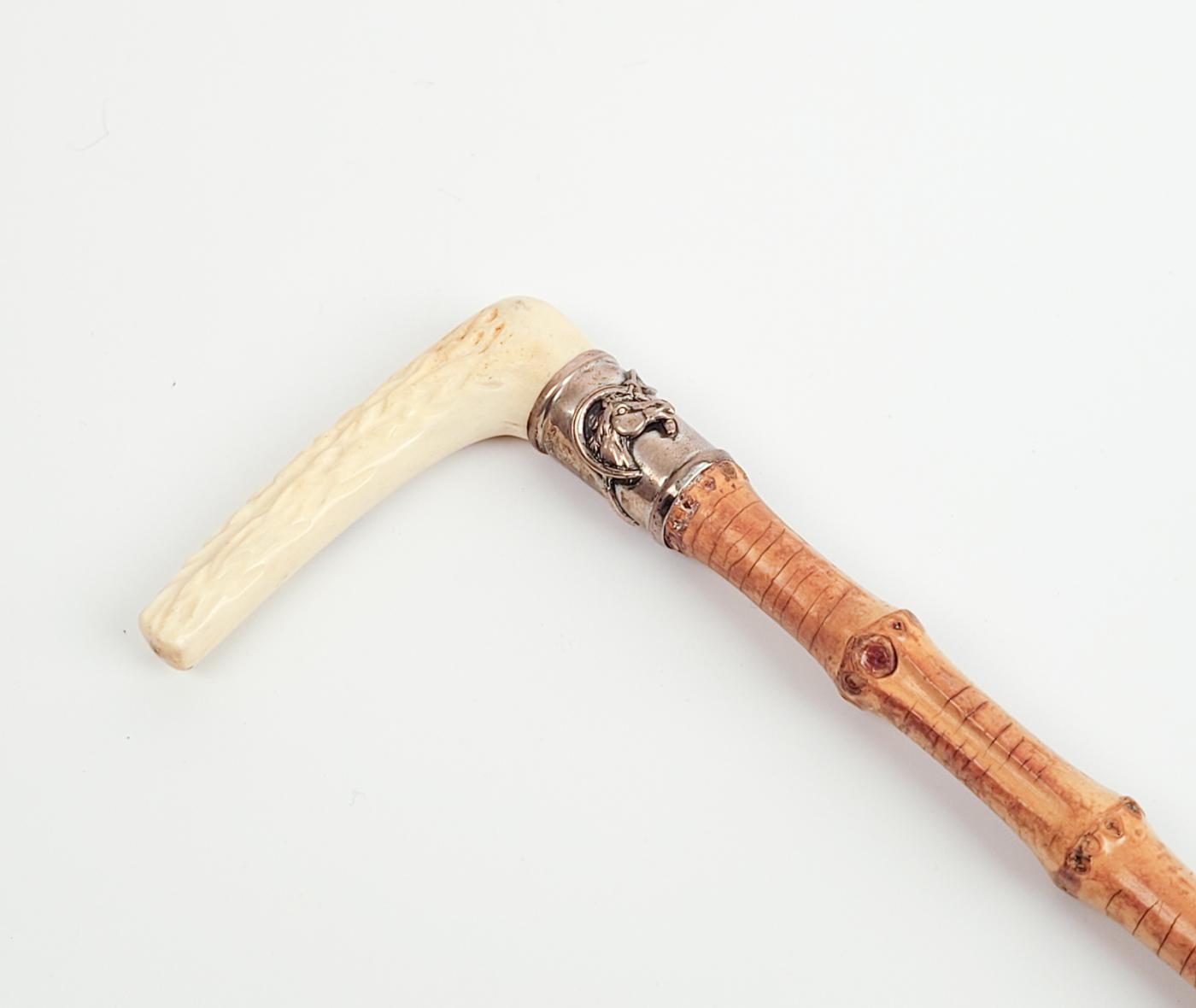 Circa 1900 Bone and Silver Bamboo Riding Crop, England