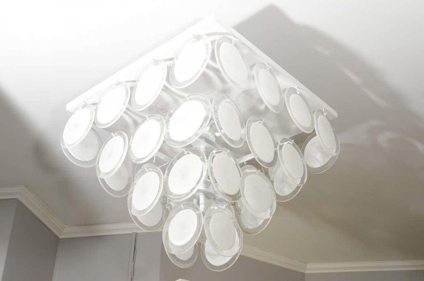 Custom Flush Mount White Murano Disc Lighting Fixture in the Manner of ...