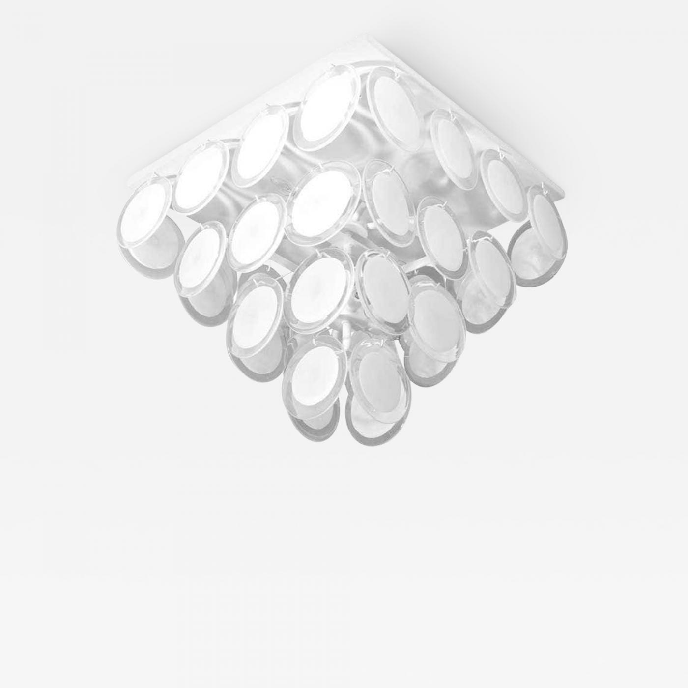 Custom Flush Mount White Murano Disc Lighting Fixture in the Manner of ...