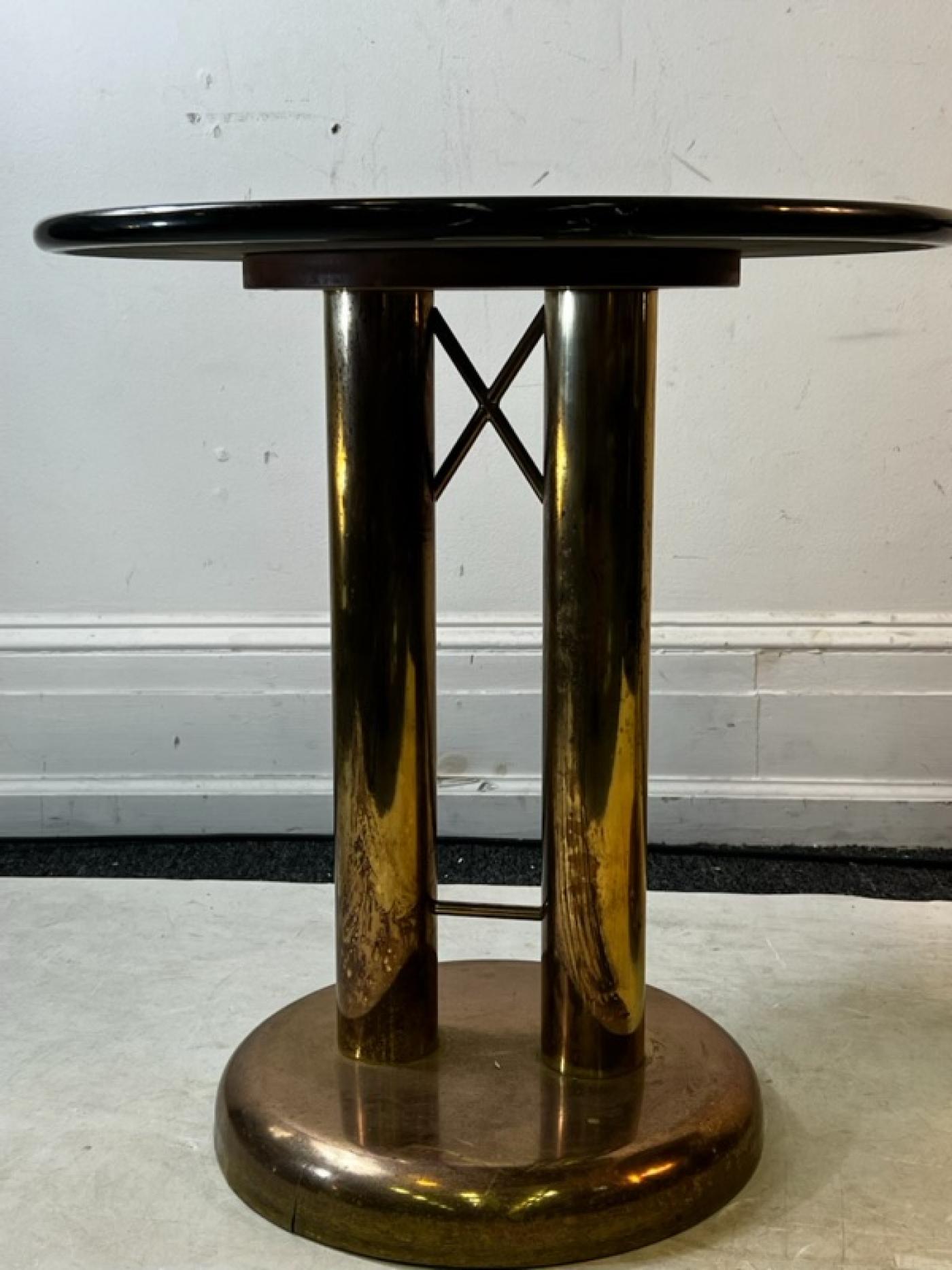 Dakota Jackson - POST MODERN BRASS AND BLACK MARBLE TABLES