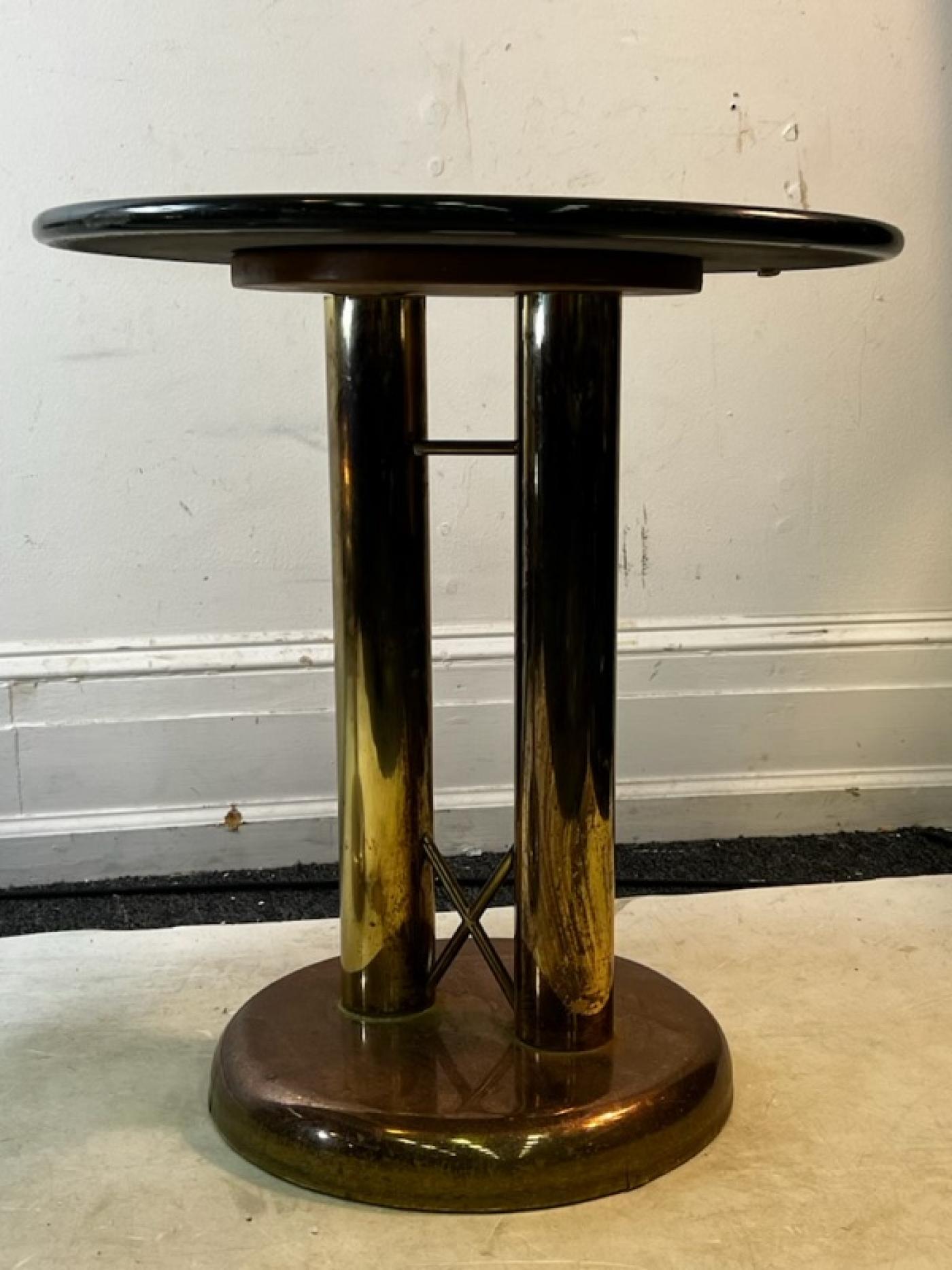Dakota Jackson - POST MODERN BRASS AND BLACK MARBLE TABLES
