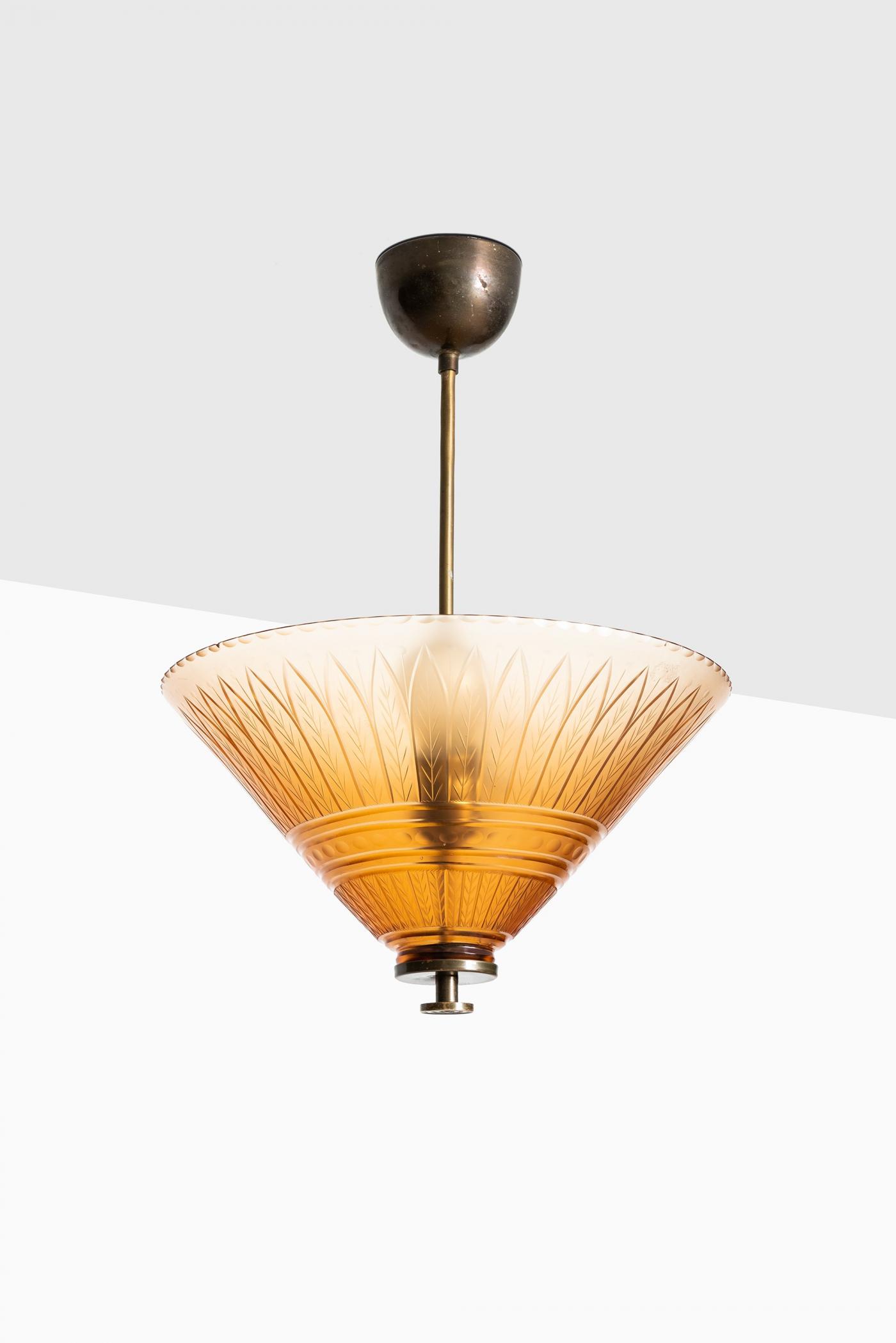 Edward Hald - Ceiling Lamp Produced by Orrefors in Sweden
