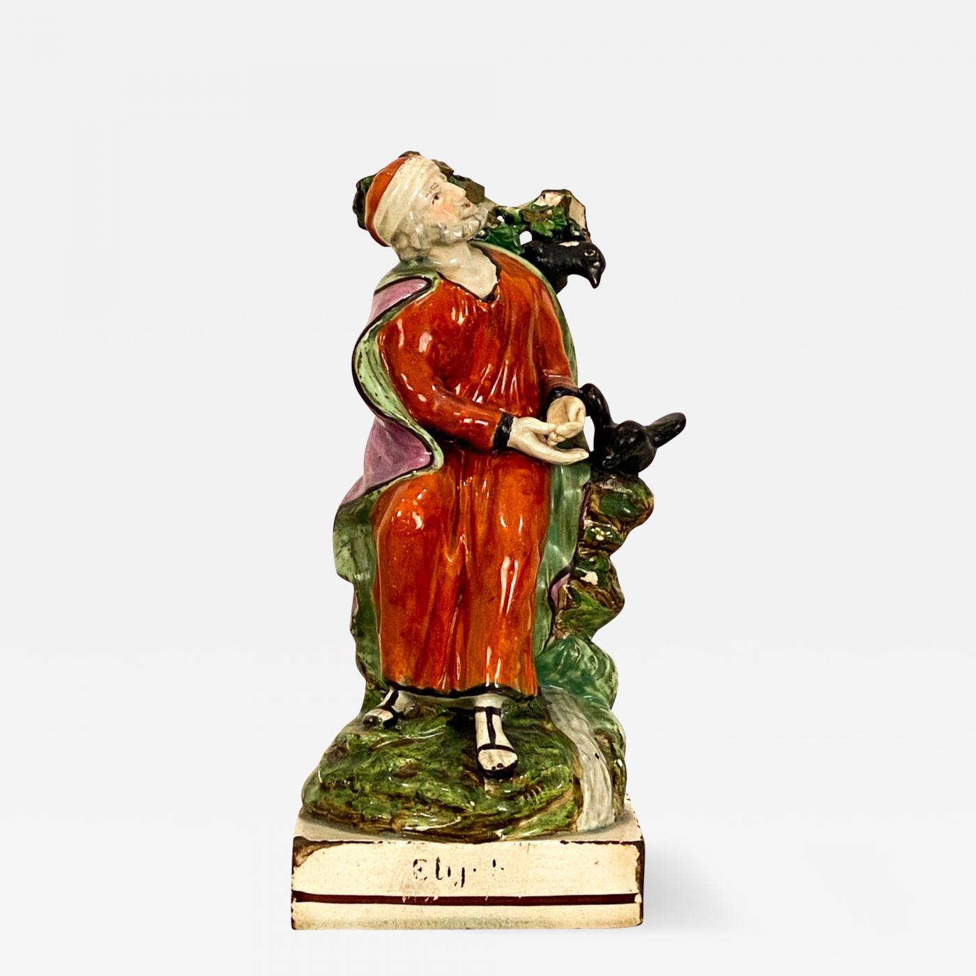 "Elijah and the Raven" Staffordshire Figure, England 19th Century