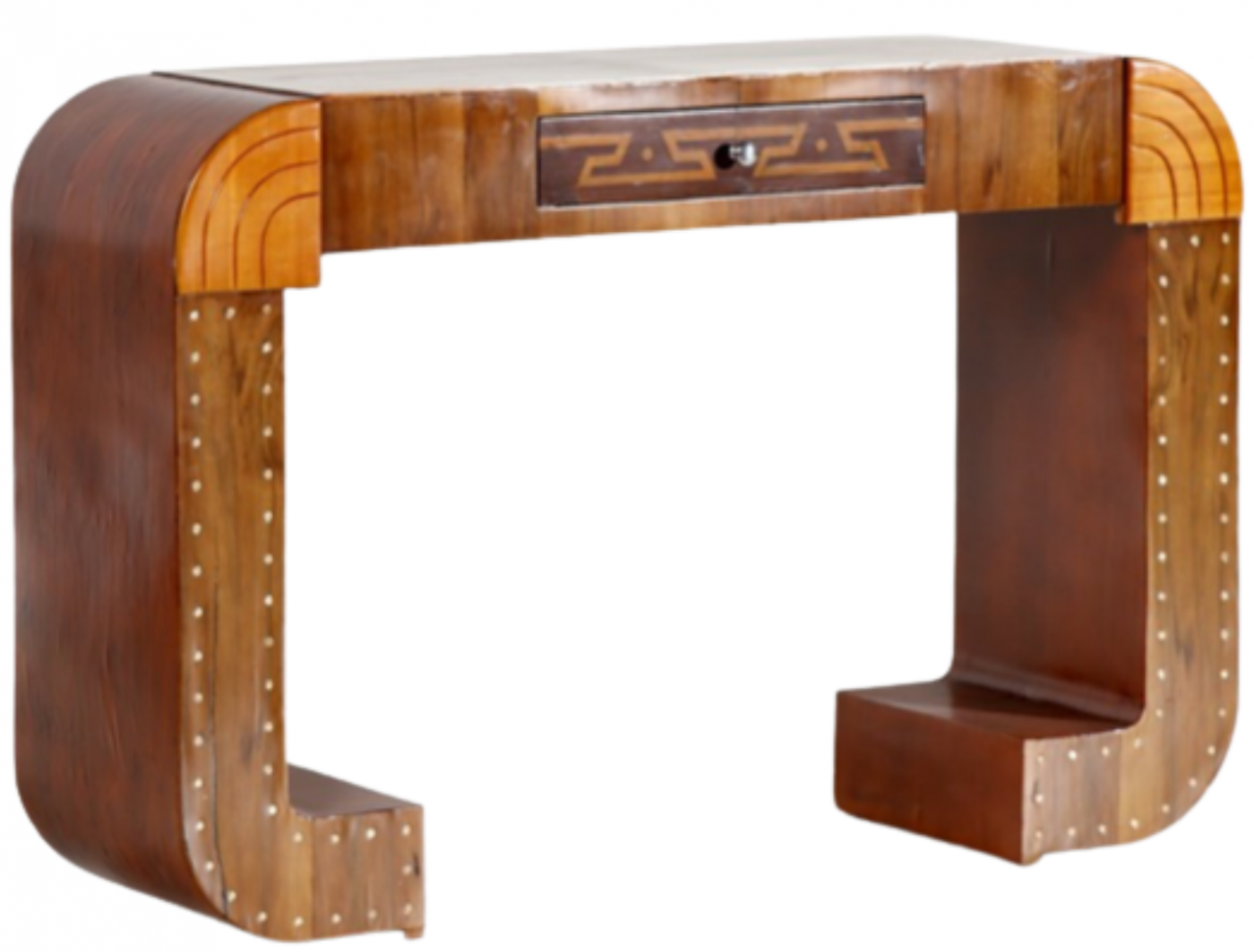 Exceptional 1950s Italian inlay console, 50"