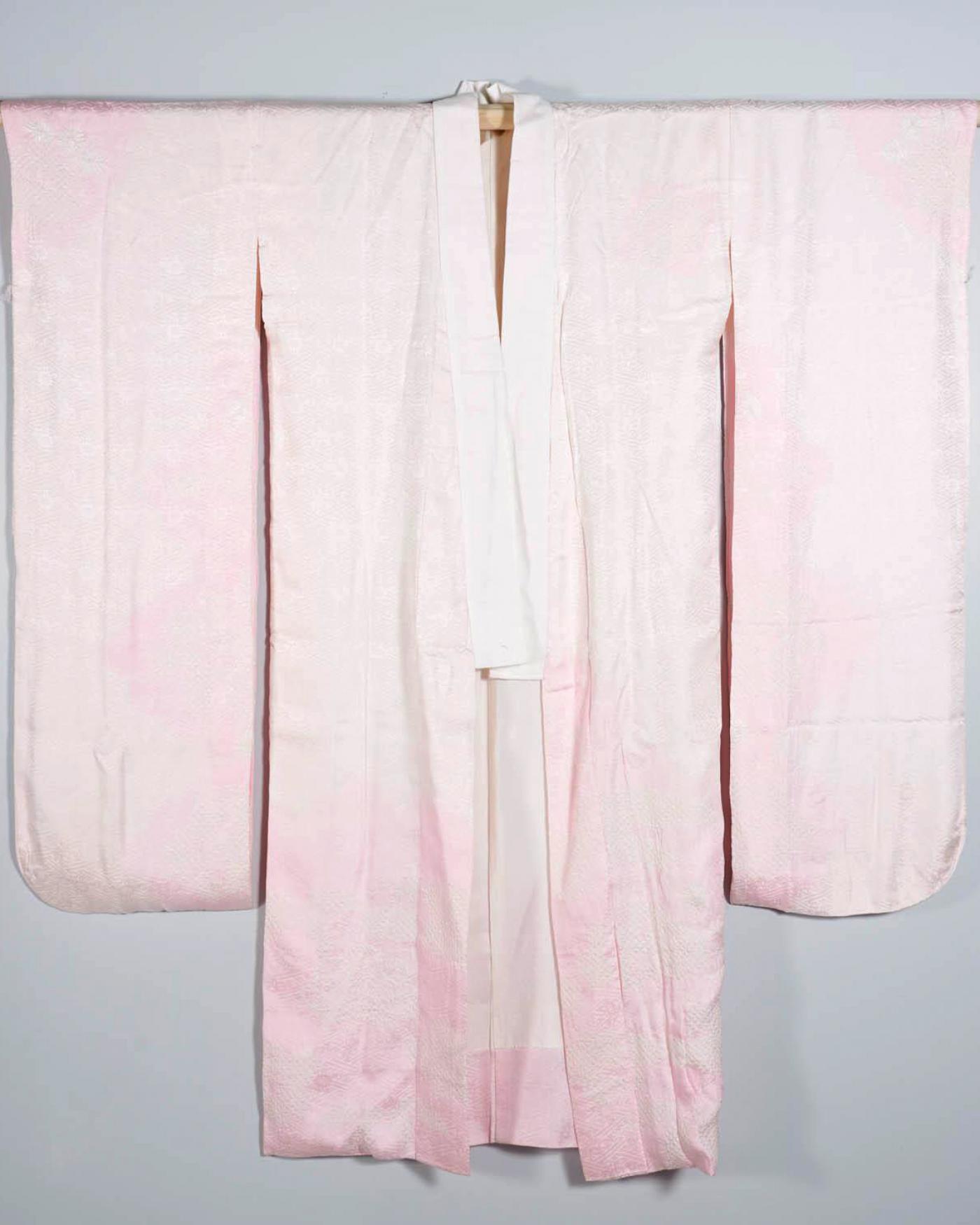 Fine Japanese Couture Shibori Silk Furisode Kimono with Under Garment