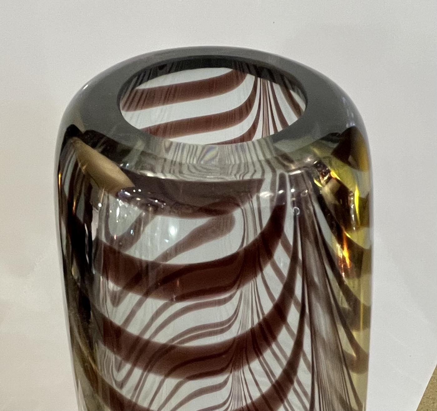 Formia Murano - Formia 1970s Feather Decorated Purple Brown Crystal ...