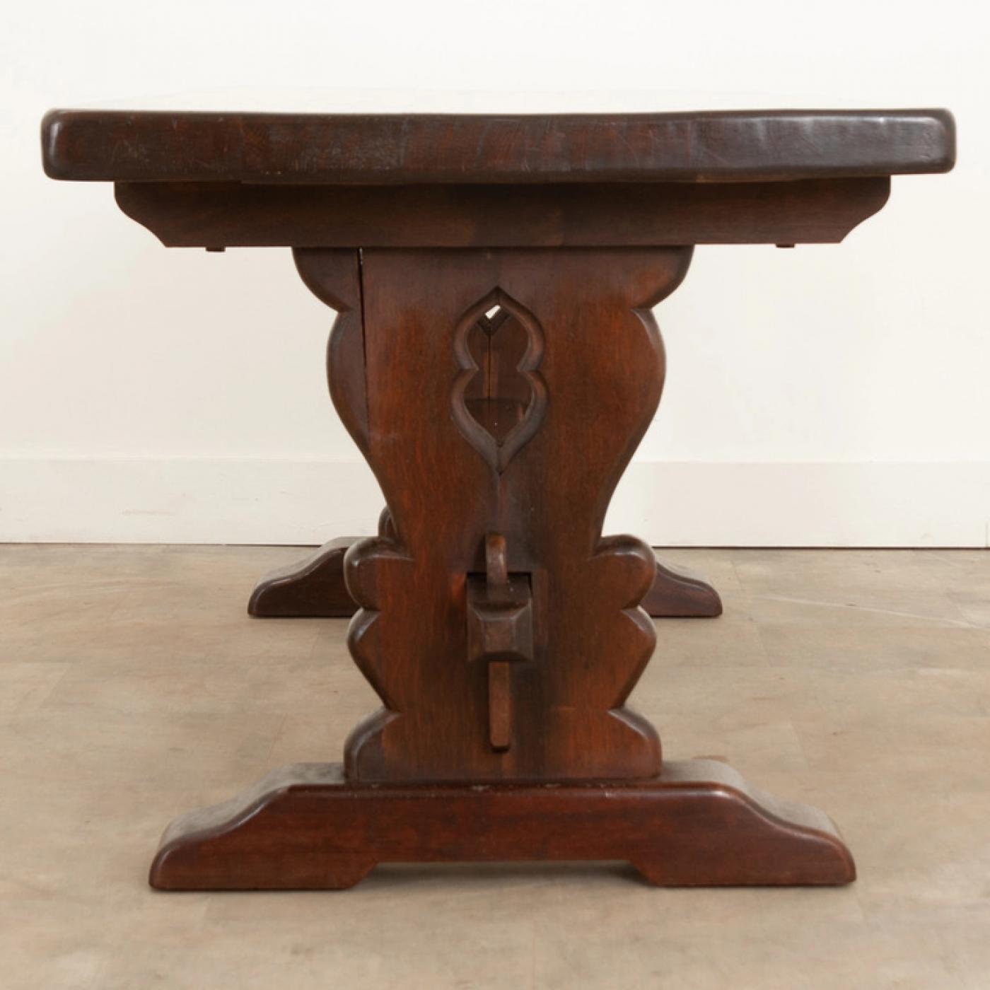 French Oak Trestle Base Dining Table