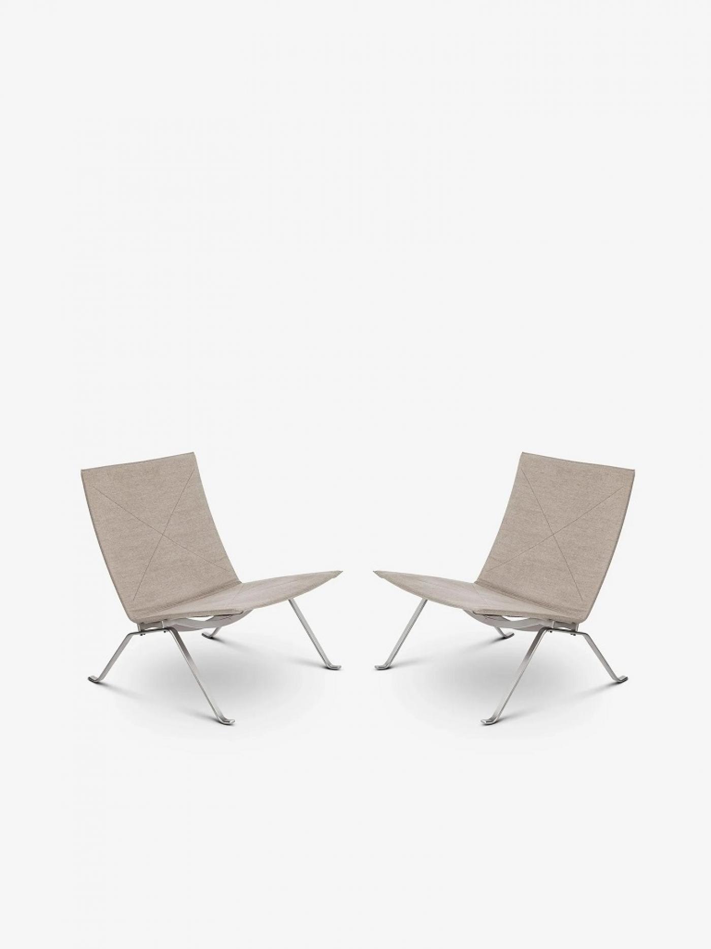 Fritz Hansen - PAIR OF POUL KJAERHOLM PK22 IN NATURAL CANVAS