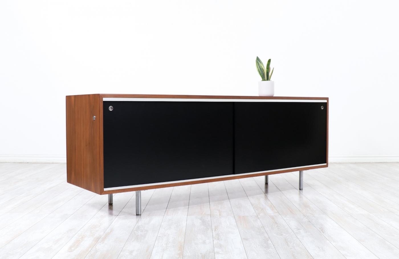 George Nelson - George Nelson Walnut & Stainless Steel Credenza for ...